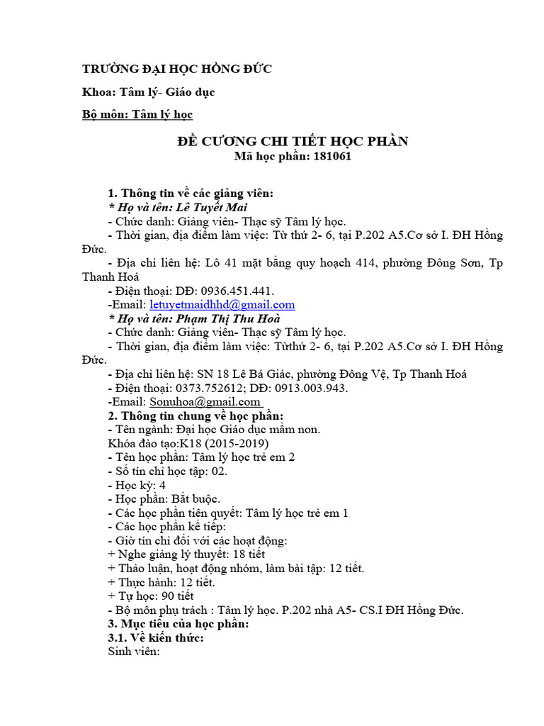 de cuong hoc TLH 2 | PDF
