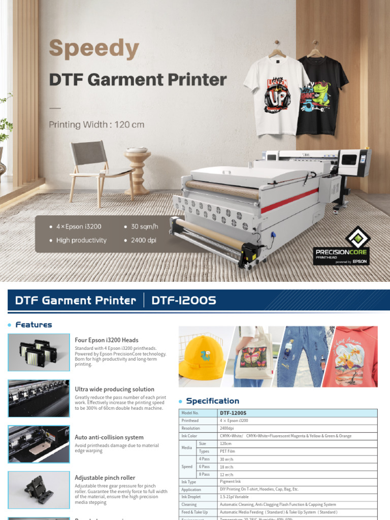 Brochure SinoColor DTF 1200S DTF Printer 1 | PDF | Printer (Computing)