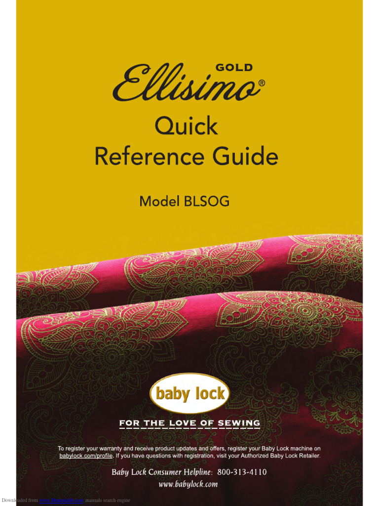 Baby Lock Ellisimo Gold BLSOG Quick Reference | PDF | Embroidery ...