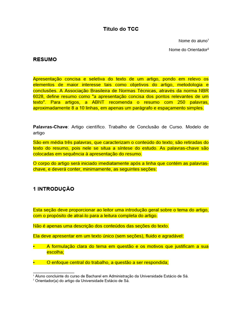 Modelo de TCC | PDF | Abstract (resumo) | Brasil