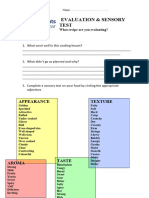 Taste Panel Evaluation Form | PDF | Career & Growth