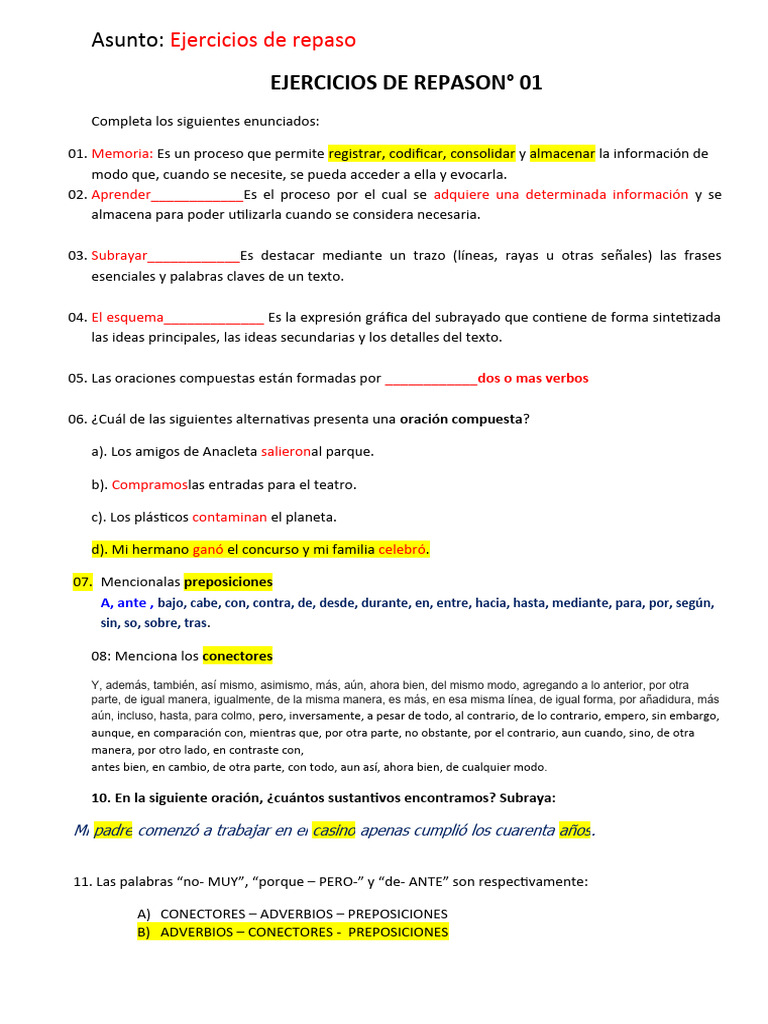 EJERCICIOS DE REPASO 2024 ALUMNO | PDF