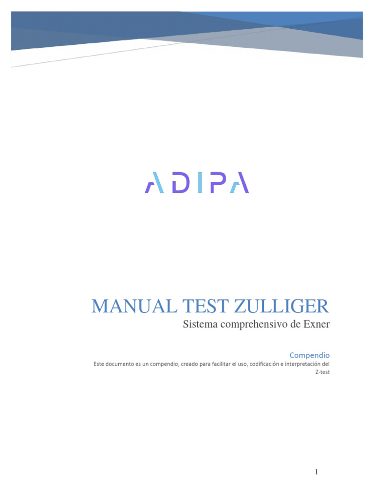 Manual Test Zulliger Sistema Comprehensivo Exner 2022 | PDF ...