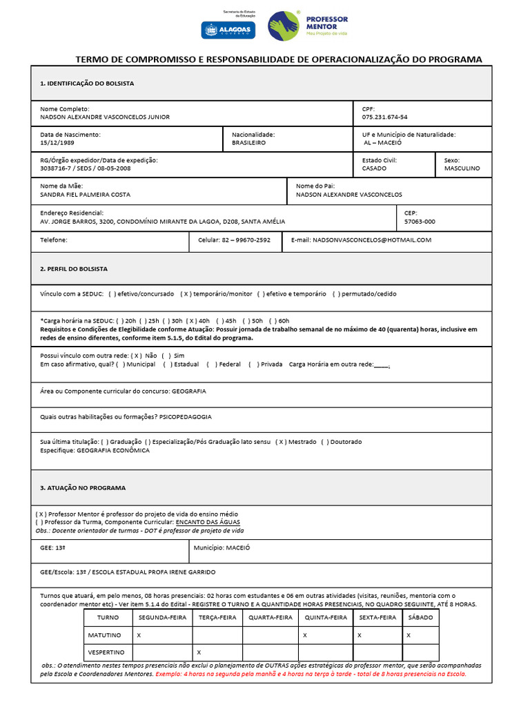 Anexo III - Termo de Compromisso e Responsabilidade de Operacionalizacao Do Programa | Download ...