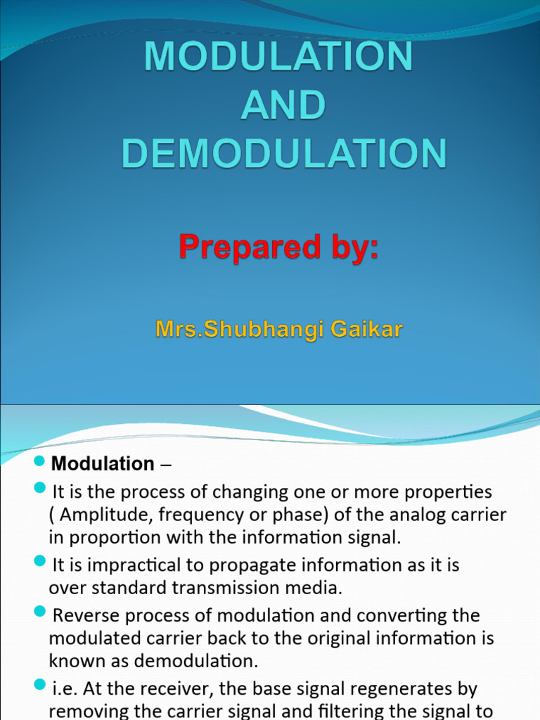 Unit 2 Modulation Demodulation Ppt 1 Pdf Modulation Sampling