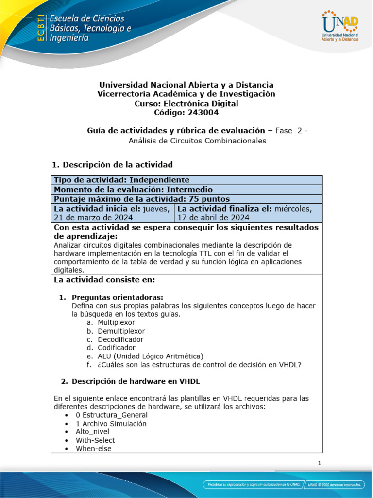Guía de Actividades y Rúbrica de Evaluación - Unidad 2 - Fase 2 - Análisis de Circuitos ...