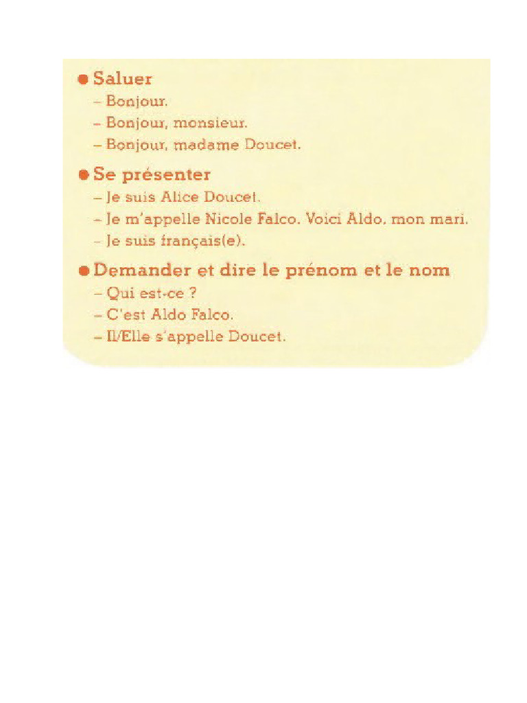 Saluer-Se Présenter-Demander Et Dire Le Prénom-Nom | PDF