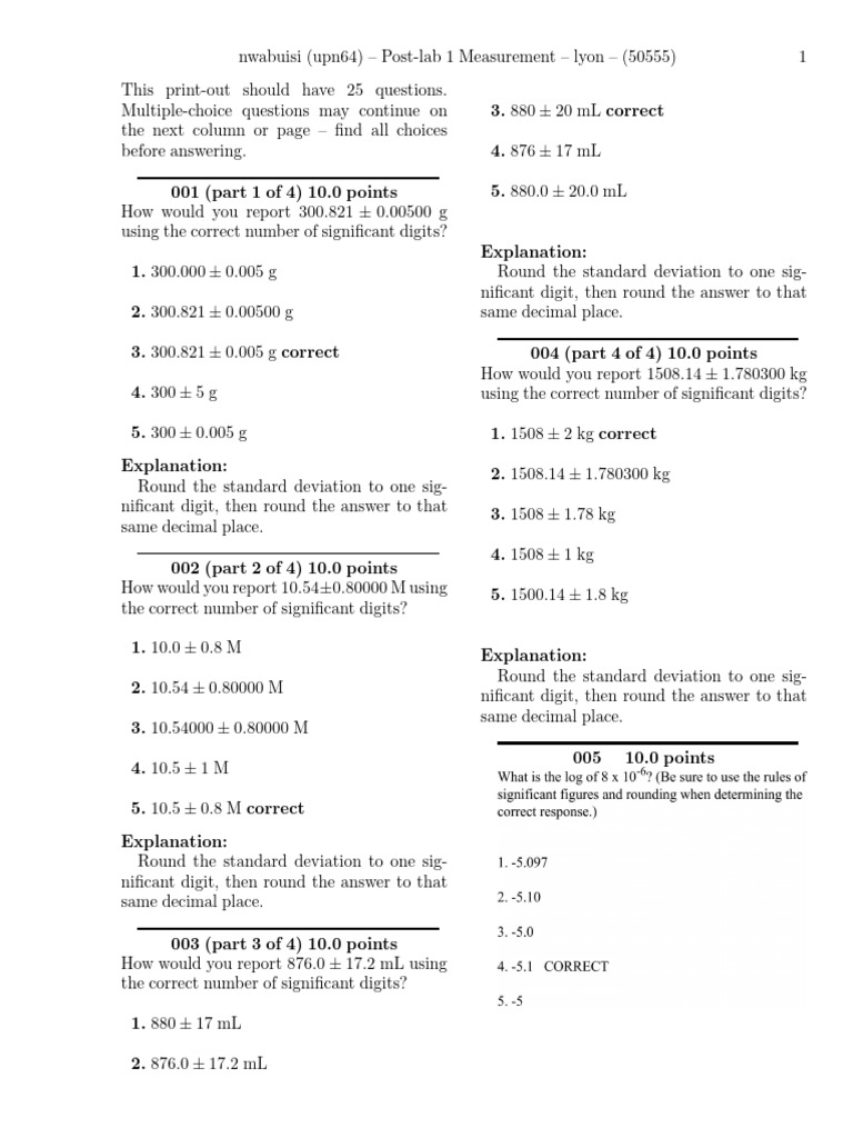 Measurement and Significant Figures Lab | PDF | Significant Figures ...