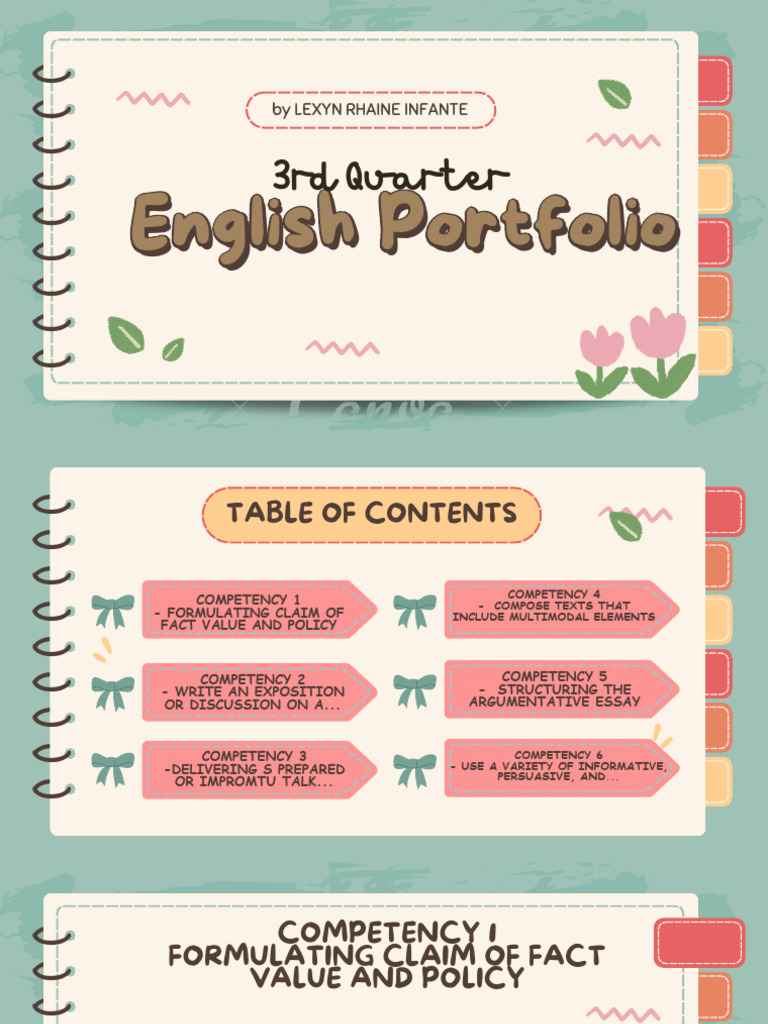 Student English Competency Portfolio | PDF | Public Speaking | Essays