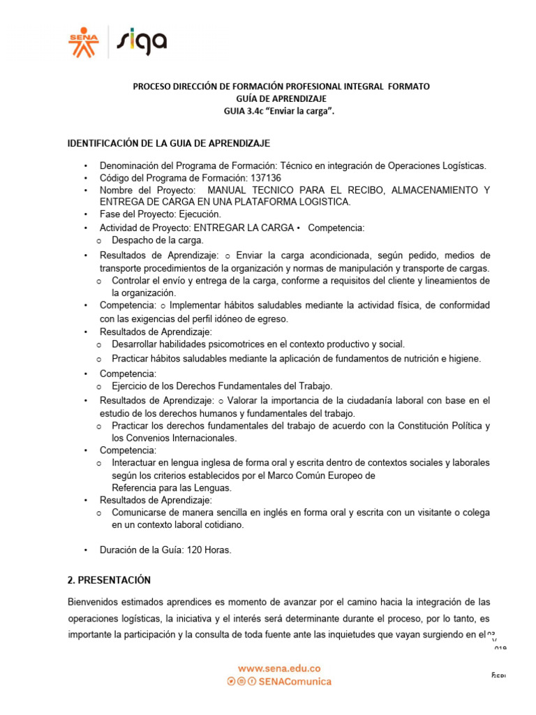 Gfpi-F-019 Guia de Aprendizaje 3.4c | PDF | Aprendizaje | Transporte