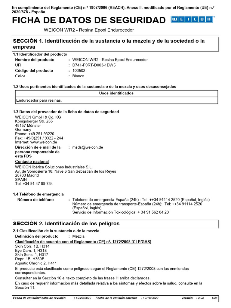 WR2-MSDS 103502 Es Es | PDF