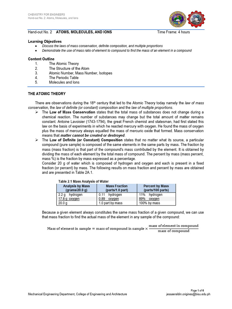 Chemistry Module 2 | PDF | Chemical Elements | Proton