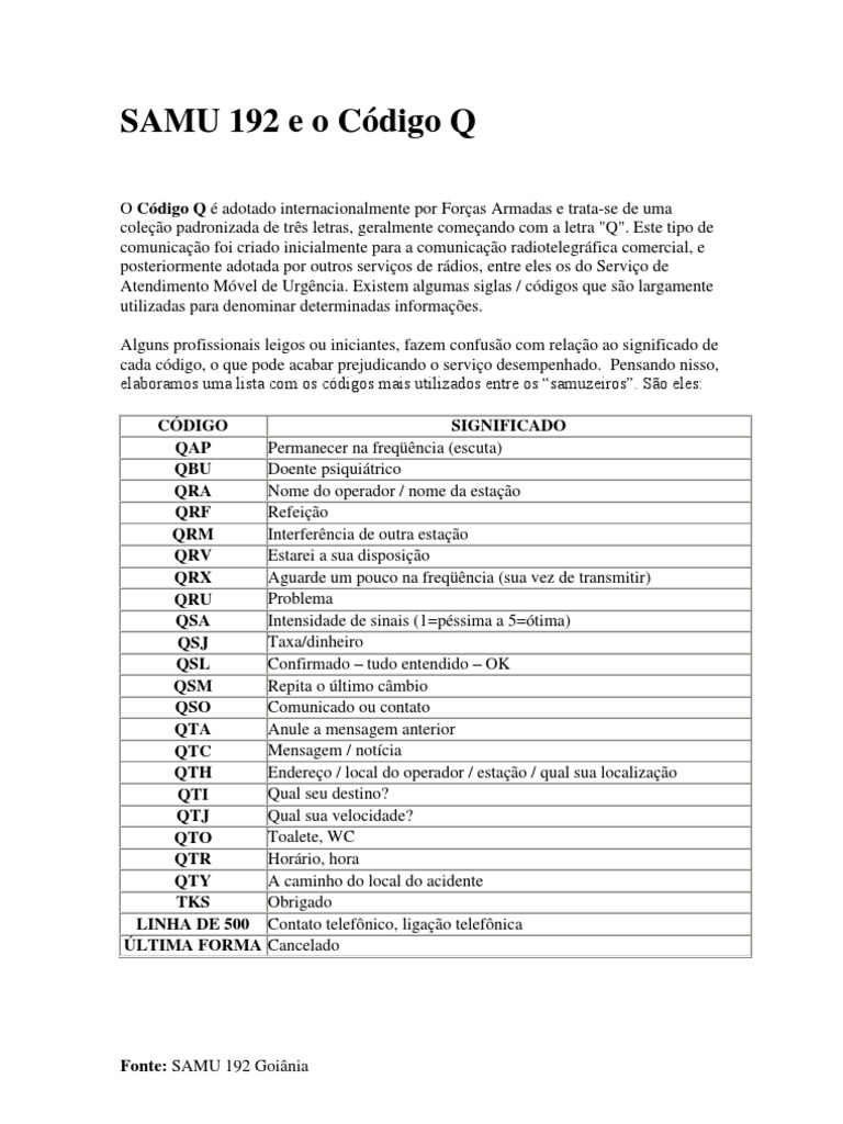 SAMU 192 e o Código Q | PDF | Comunicação | Science