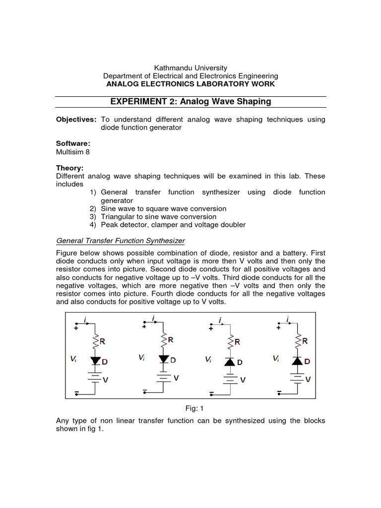 Analog Wave Shaping Techniques Lab | PDF | Diode | Electrical Engineering