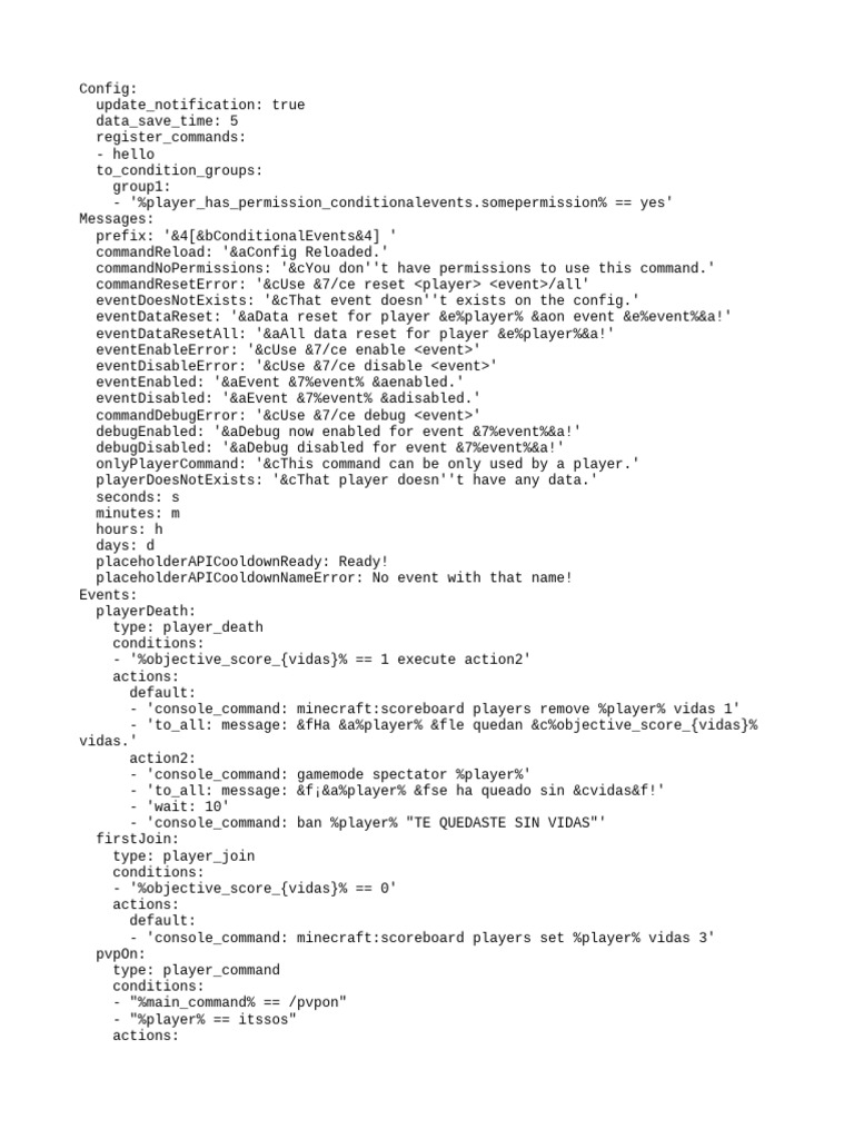 Minecraft Conditional Events Config | PDF | Finance & Money Management | Technology & Engineering