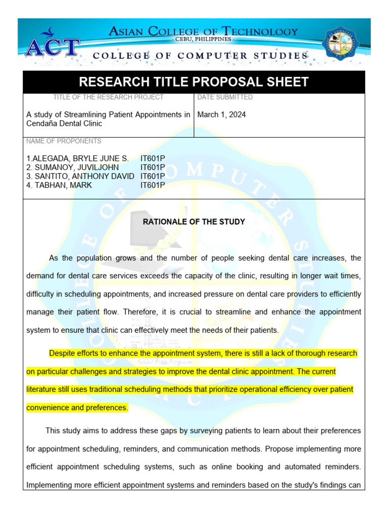 Research Title Proposal Sheet | PDF | Methodology