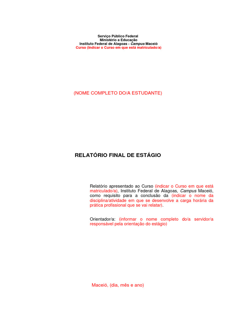 Modelo de Relatório Final de Estágio | PDF | Carreira e Crescimento