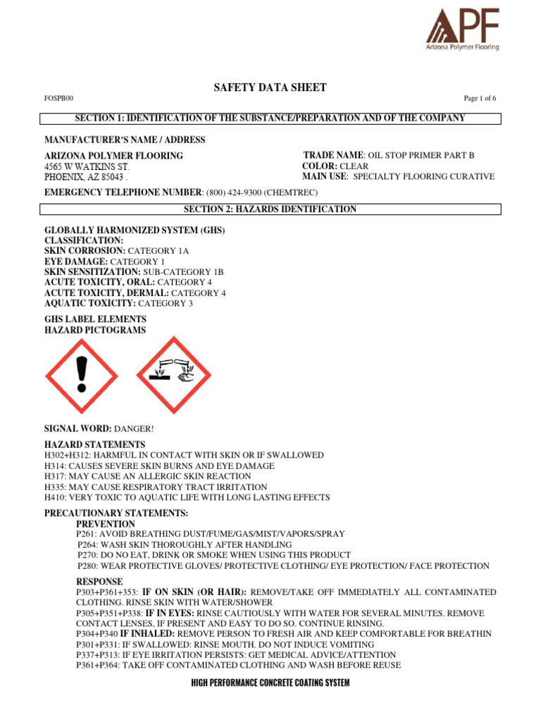 Oil Stop Primer SDS B | PDF | Toxicity | Carbon Dioxide