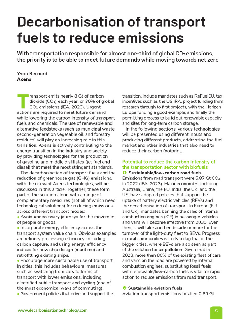 199 Decarbonisation of Transport fueGBPs To Reduce Emissions | PDF ...