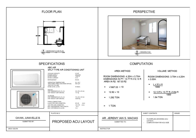 Floor Plan Perspective: Proposed Acu Layout | PDF | Ton | Engineering ...