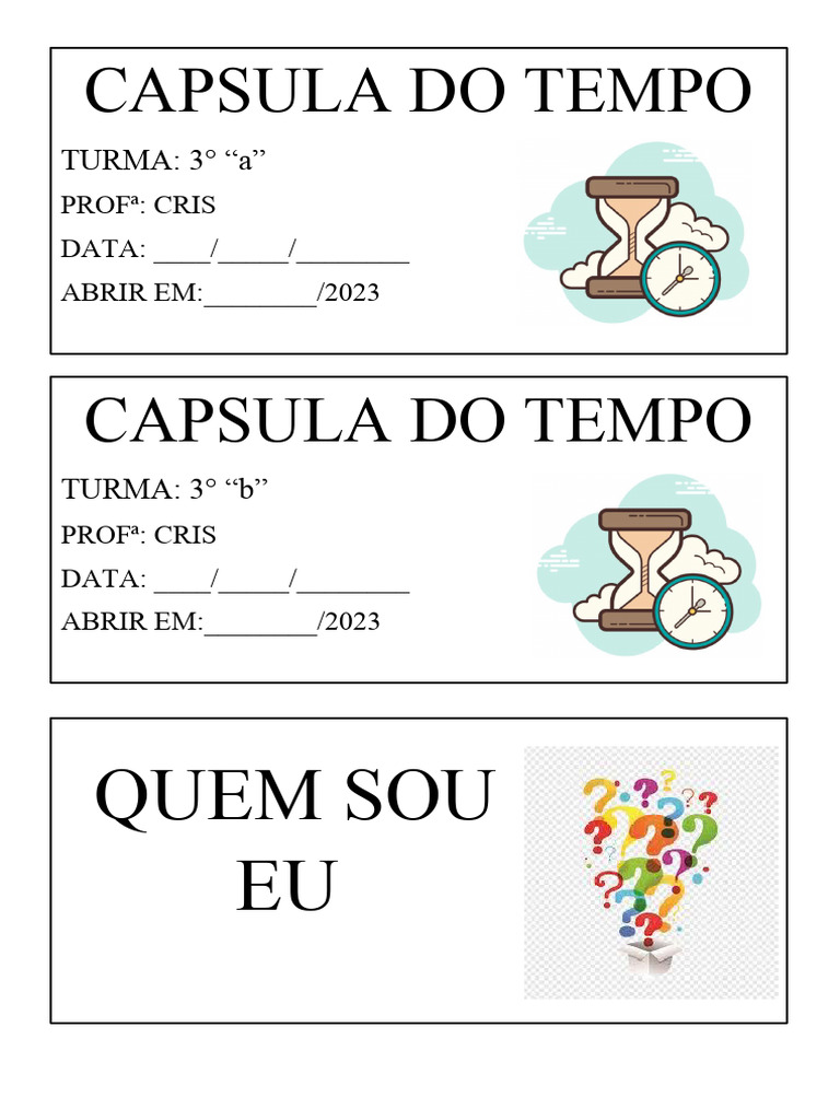Capsula Do Tempo e Dinamica Quem Sou Eu | PDF Capsula Do Tempo e Dinamica Quem Sou Eu | PDF