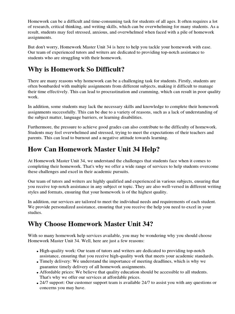 Homework Master Unit 34 Pdf Websites Homework 