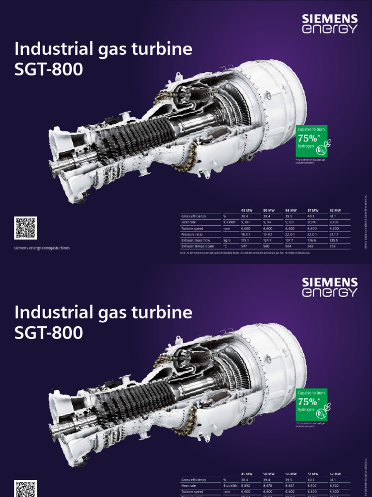 Siemens SGT-800 Gas Turbine Specs | PDF | Natural Gas | Gases