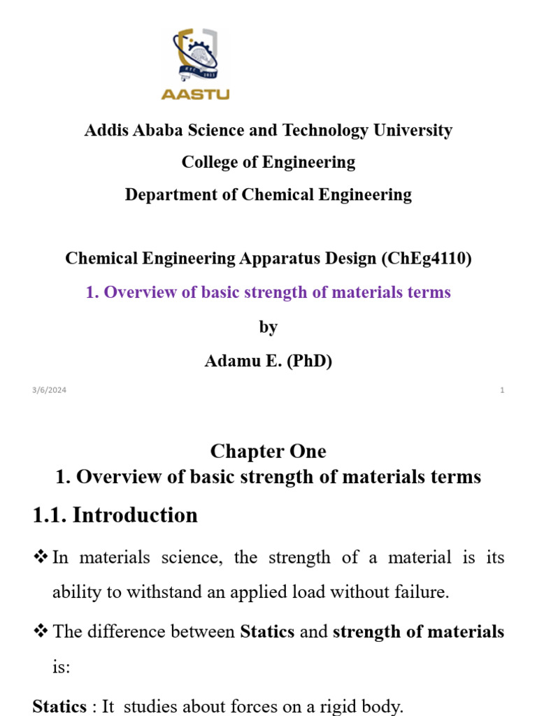 PPT 1 | PDF | Strength Of Materials | Deformation (Engineering)