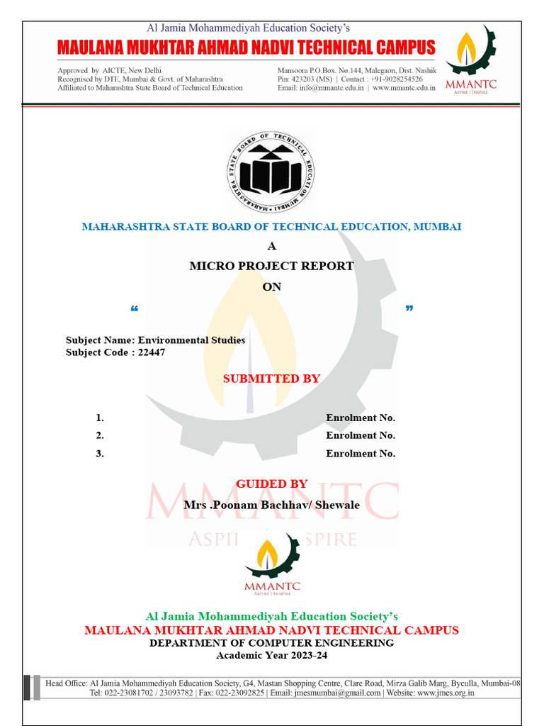 Updated MIcro Project Report Format For EST | PDF