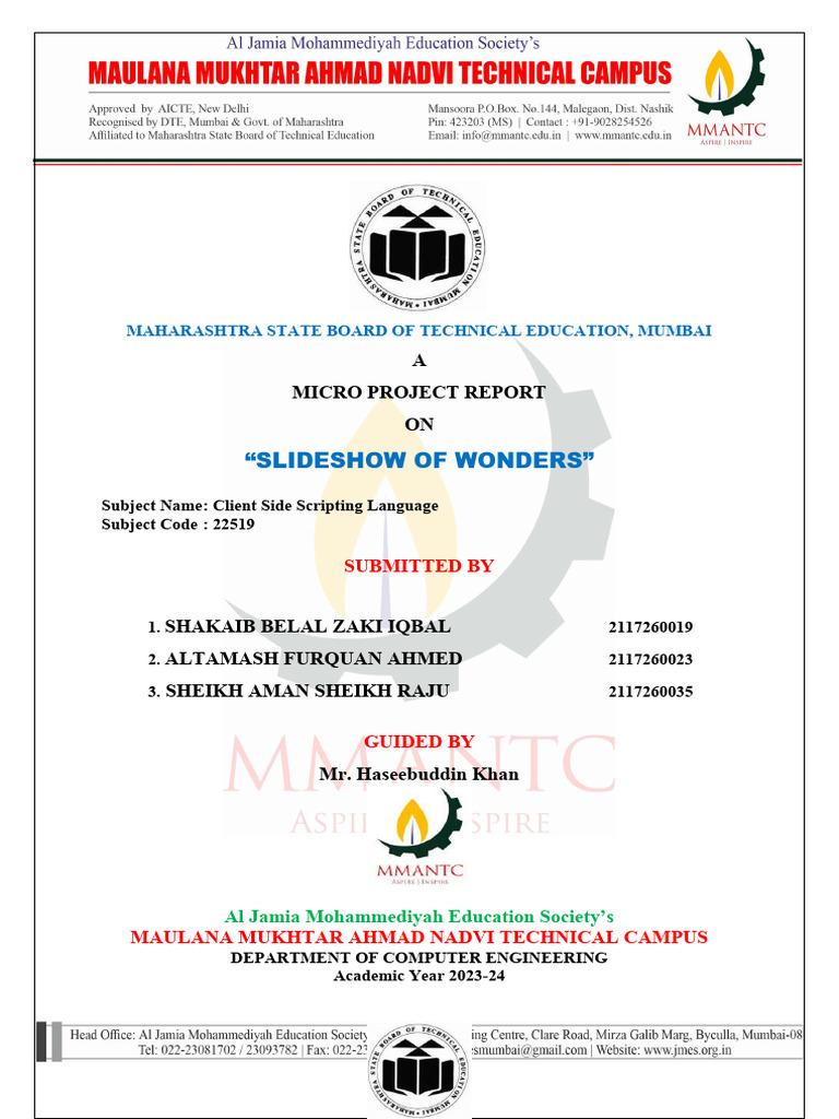 Updated Micro Project Report Format Pdf 