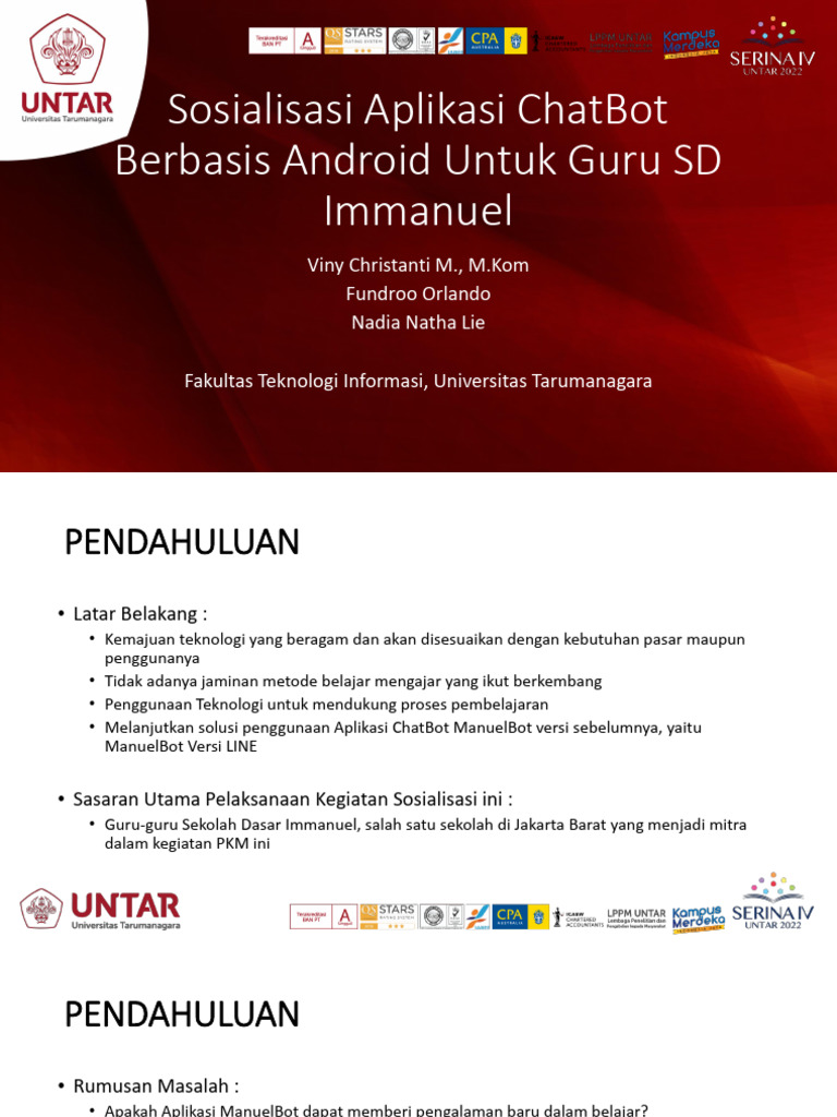 (Serina) Materi Presentasi Makalah Sosialisasi Aplikasi Chatbot | PDF