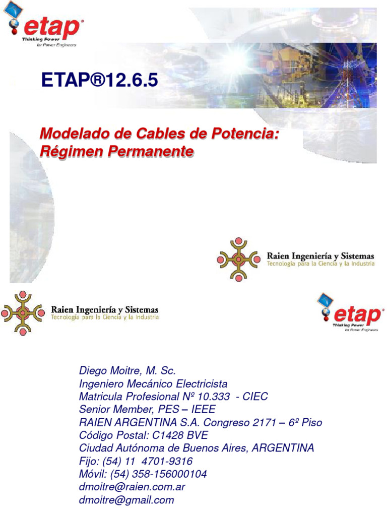 Modelado de Cables de Potencia - Regimen Permanente - ETAP 12.6.5 ...
