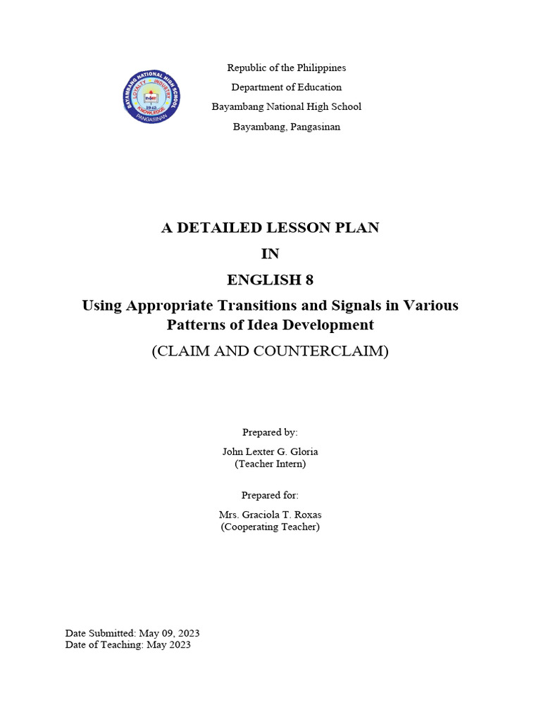 Claim and Counterclaim Lesson Plan | PDF | Tobacco Smoking | Addiction