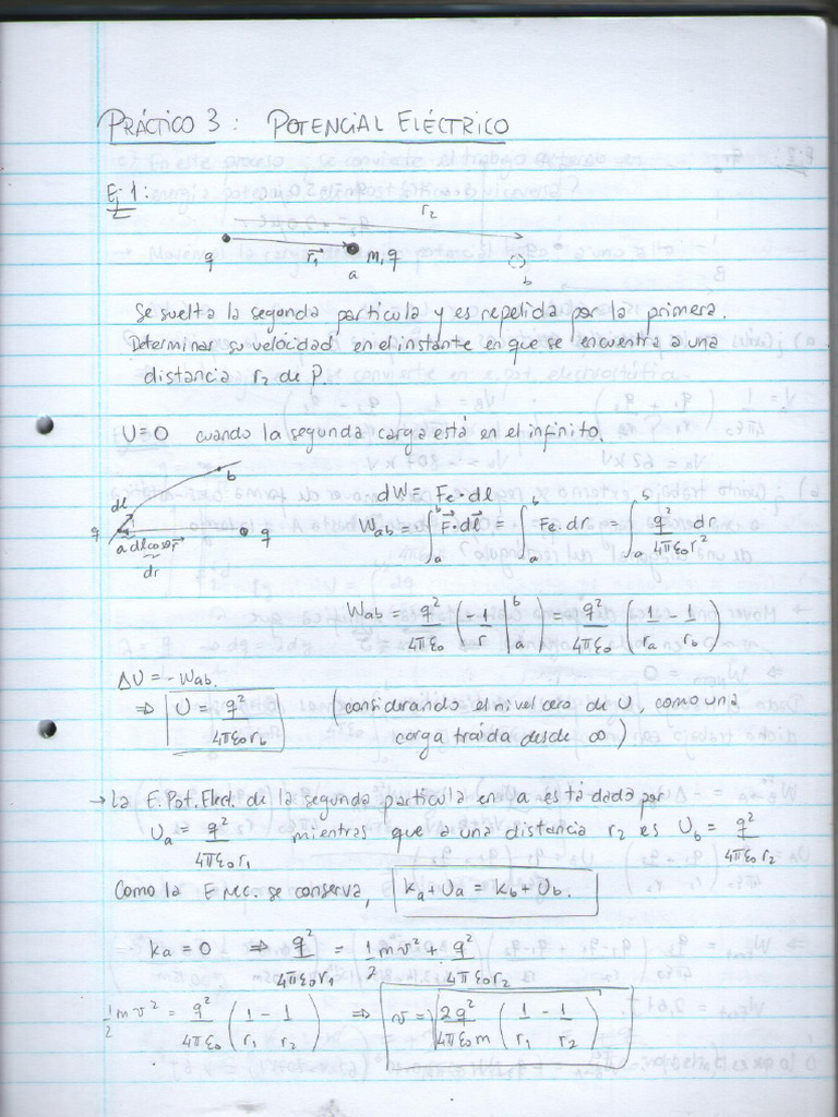 Practico 3 - Potencial Eléctrico y Energía Potencial | PDF | Campo eléctrico | Energía potencial