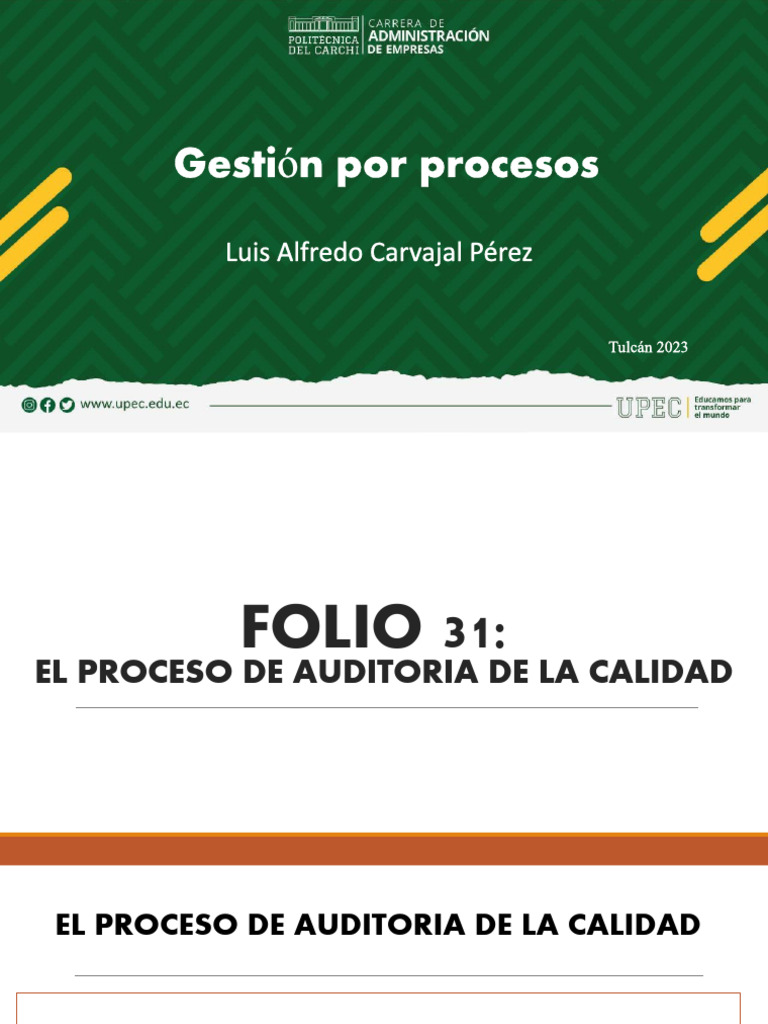 Folio 31. El Proceso de Auditoria de La Calidad | PDF | Auditoría | Planificación