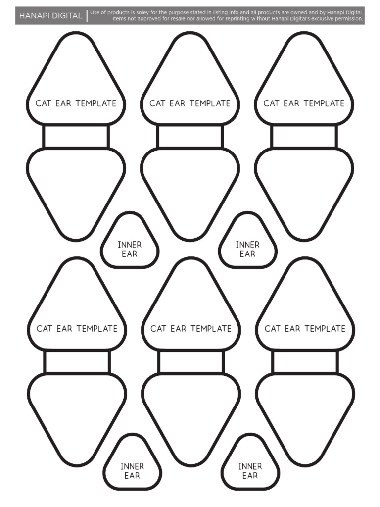 Cat Ear Craft Template e Tsy | PDF