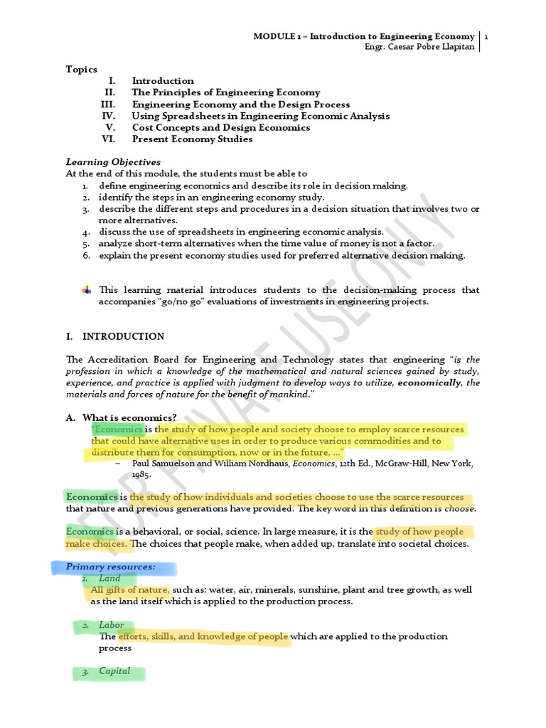 MODULE1 IntroductiontoEngineeringEconomy2022 | PDF | Economics ...