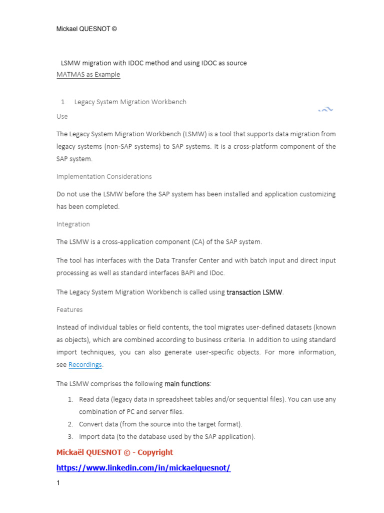 LSMW Migration With IDOC Method and Using IDOC As Source | PDF | Computing | Systems Engineering