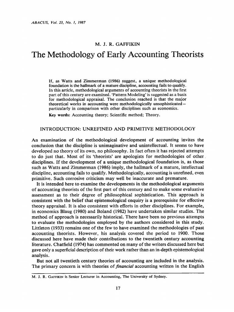 The Methodology of Early Accounting Theorists | PDF | Theory | Methodology