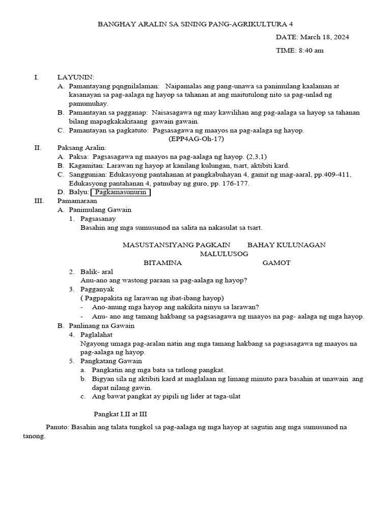 BANGHAY ARALIN SA SINING PANG Rojie | PDF