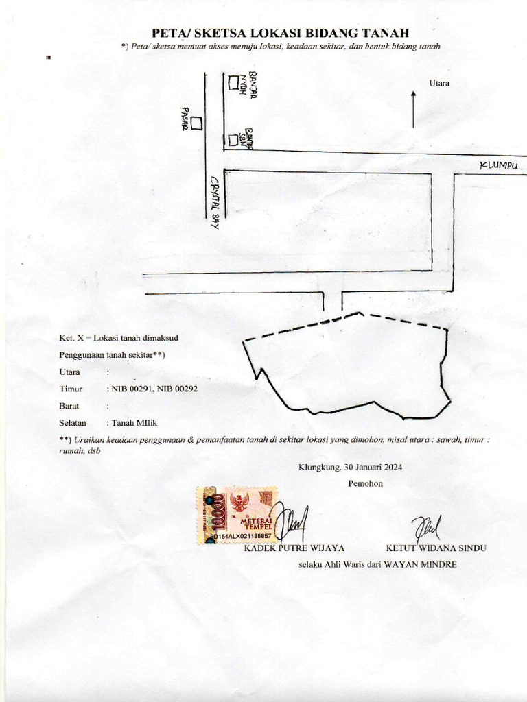 Peta Serta Sketsa Lokasi Bidang Tanah | PDF