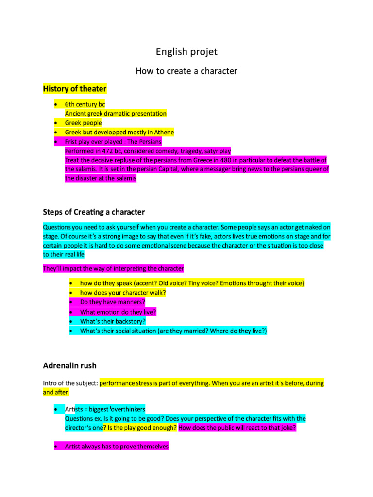 Create a Character | PDF