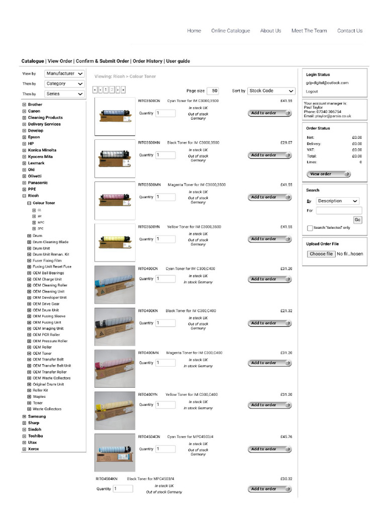 Ricoh Parsia Colour Toners | PDF