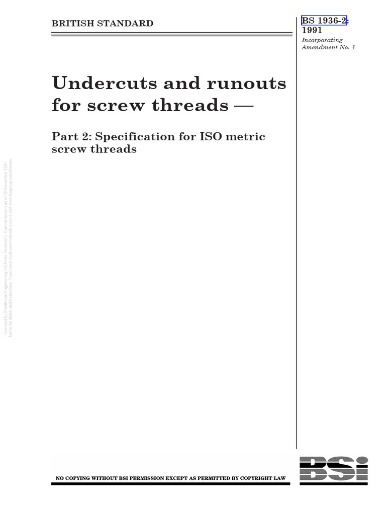BS 1936-2 1991 | PDF | Screw | Strength Of Materials