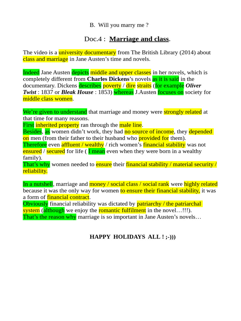 Marriage and Class Recap | PDF