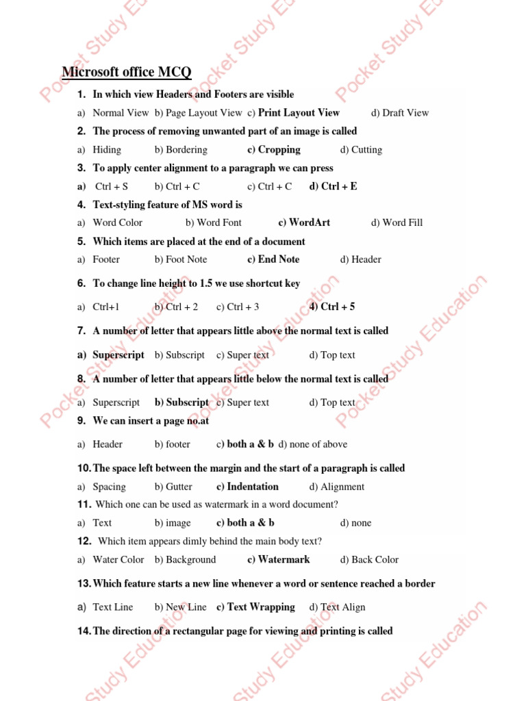 Ms Office Mcqs | PDF