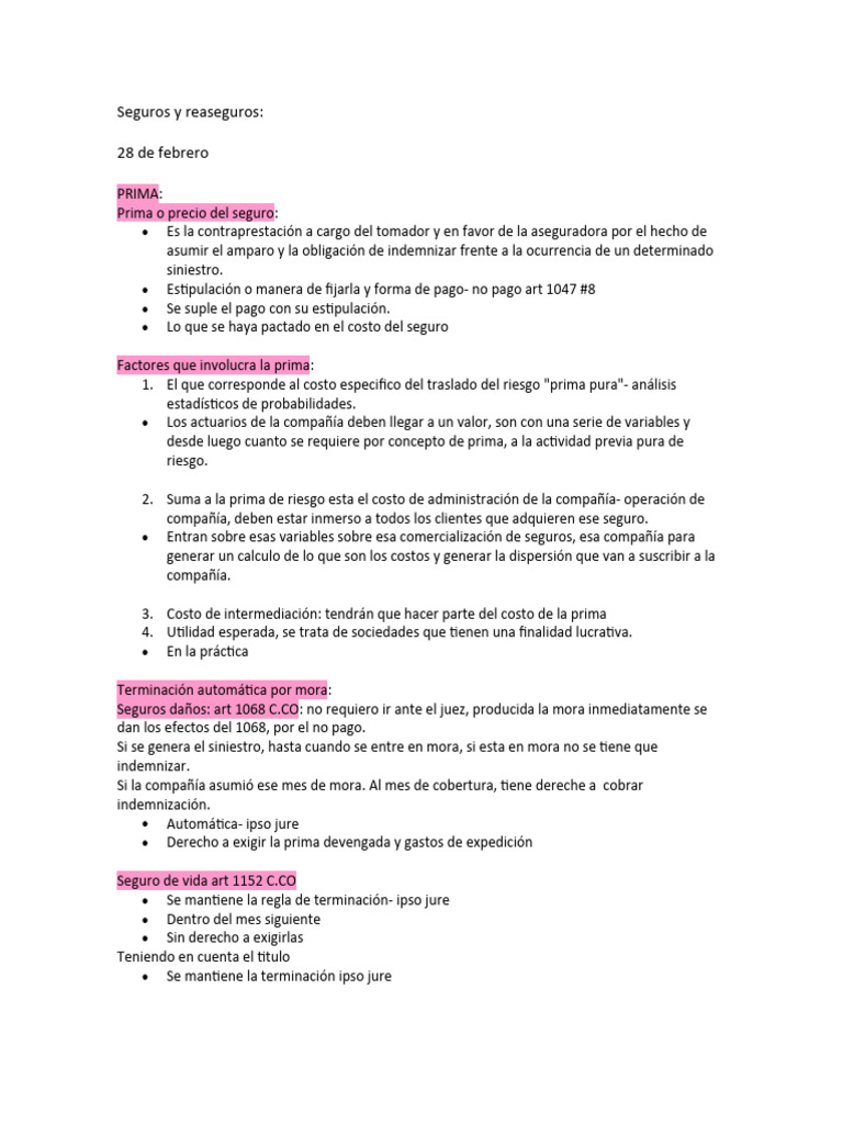 Factores de Prima en Seguros y Reaseguros | PDF | Póliza de seguros | Seguro