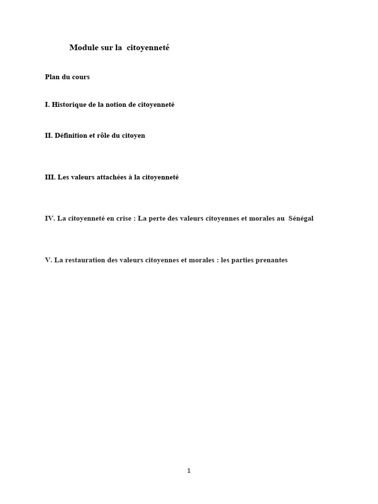 Crise et valeurs de la citoyenneté au Sénégal | PDF | Citoyenneté ...