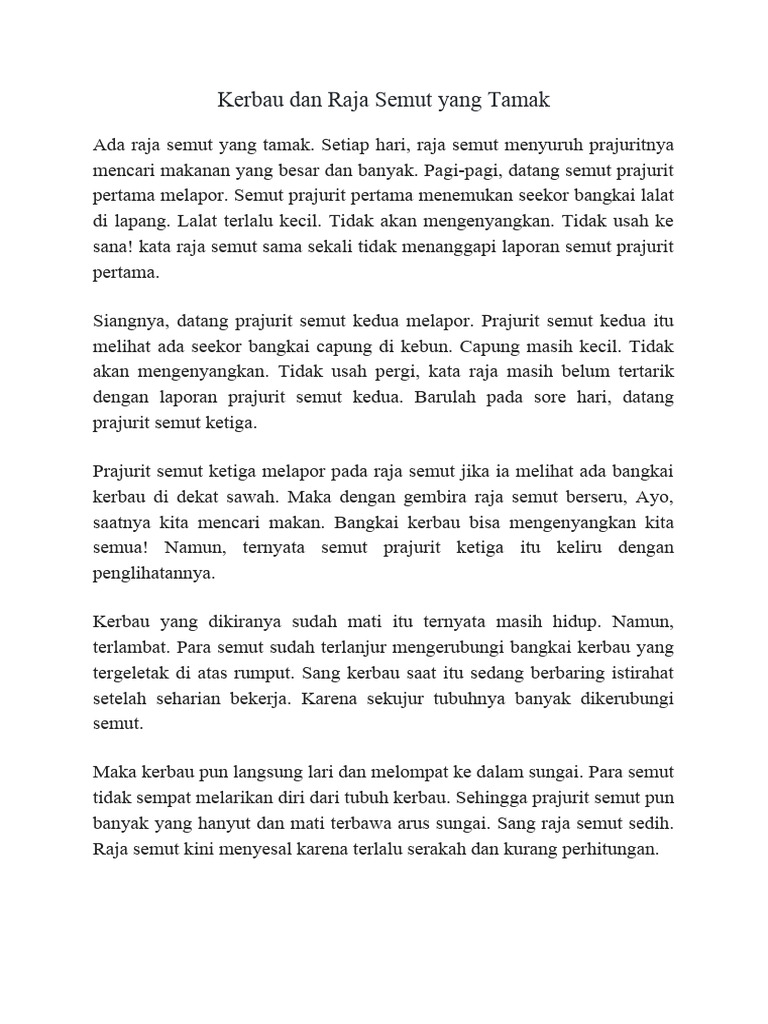 Kerbau Dan Raja Semut Yang Tamak | PDF | Klasik