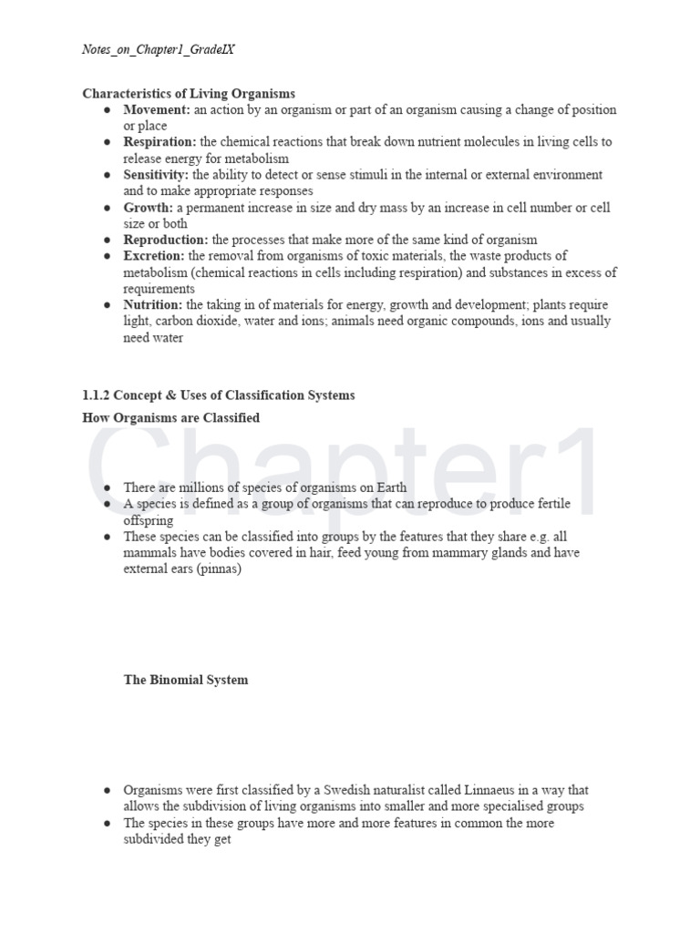 GradeIX Classification Notes | PDF | Plants | Cell (Biology)